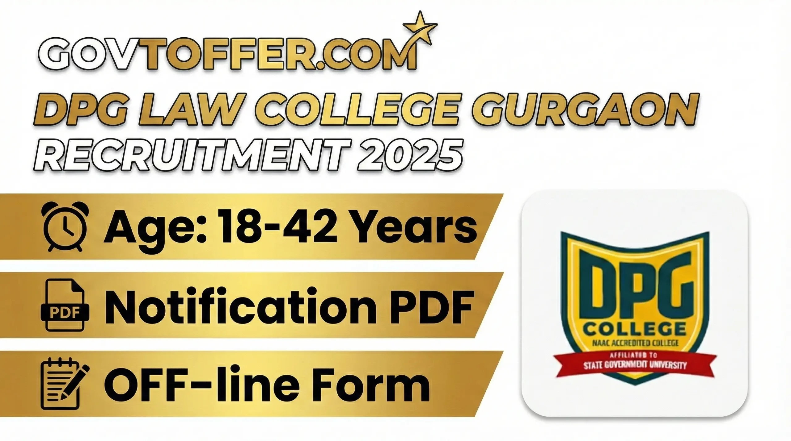 DPG Law College Gurugram Vacancy 2026: 27 Posts Apply Now - GovtOffer ...